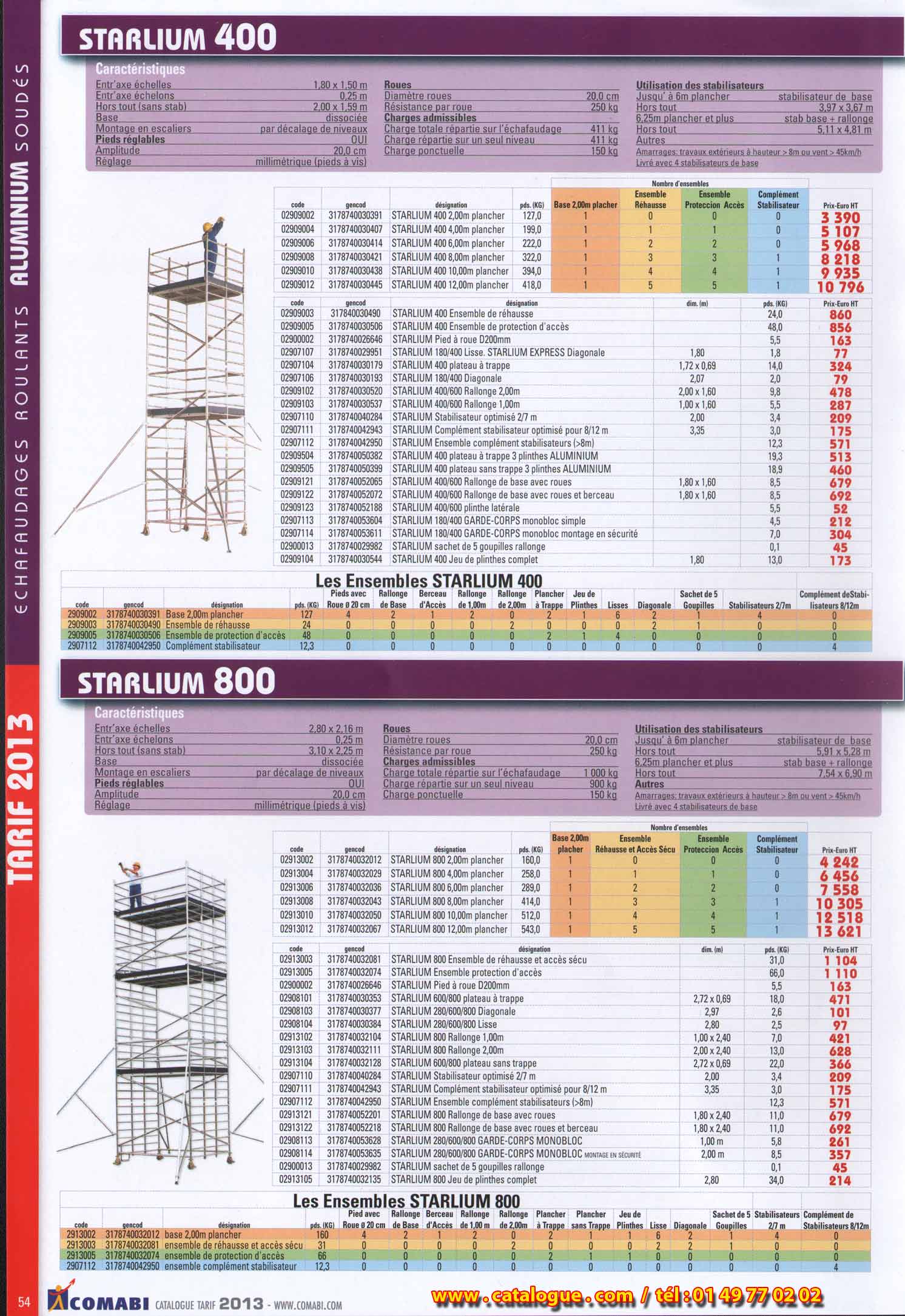 starlium 800 accueil, prix, échafaudage comabi, échafaudages ...