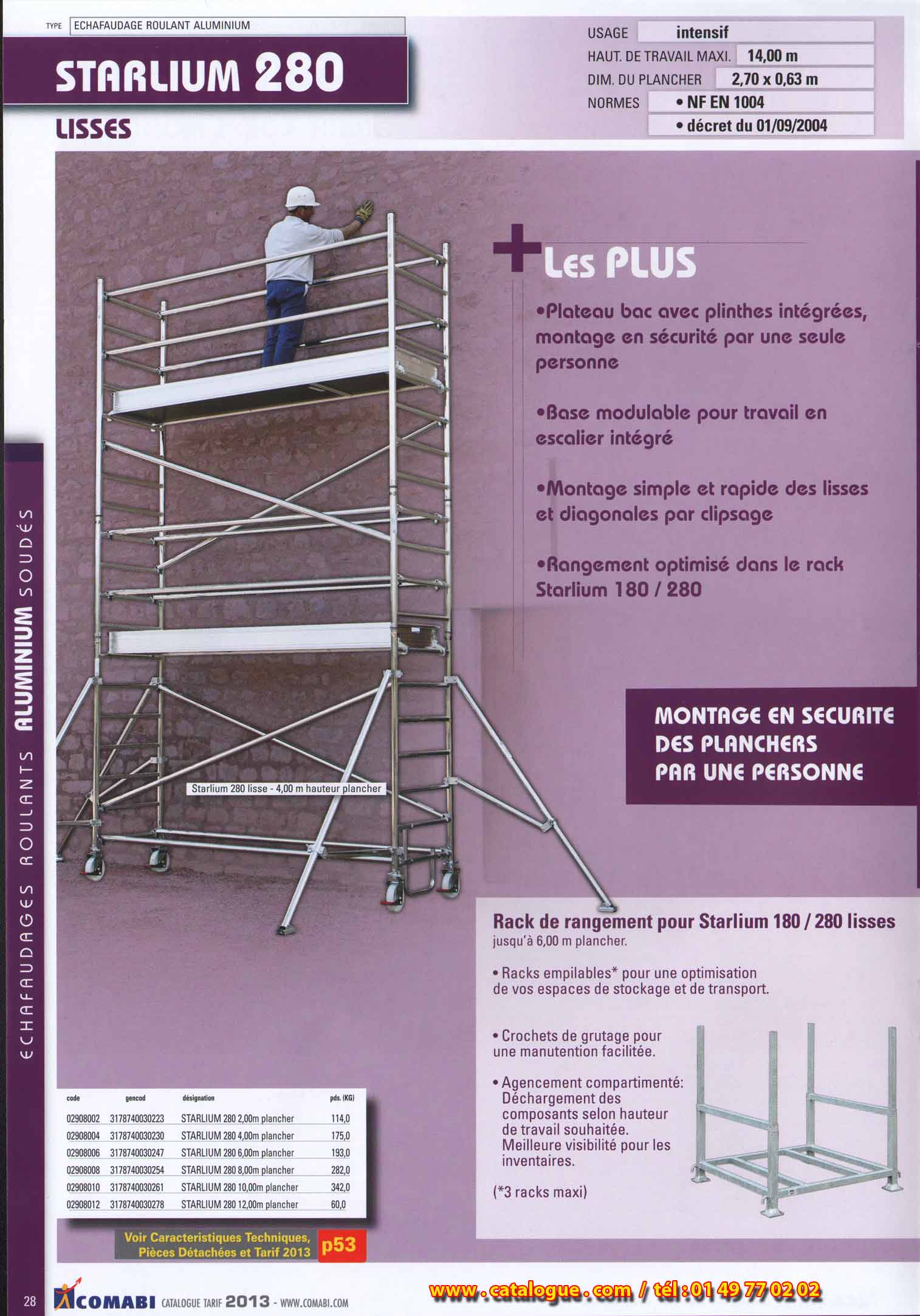 starlium 280 accueil, prix, echafaudage comabi, échafaudages ...